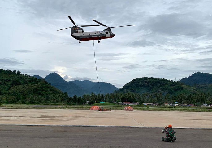 Chinook BNPB Daratkan 8 Ton Bantuan Menuju Dua Desa Terdampak…